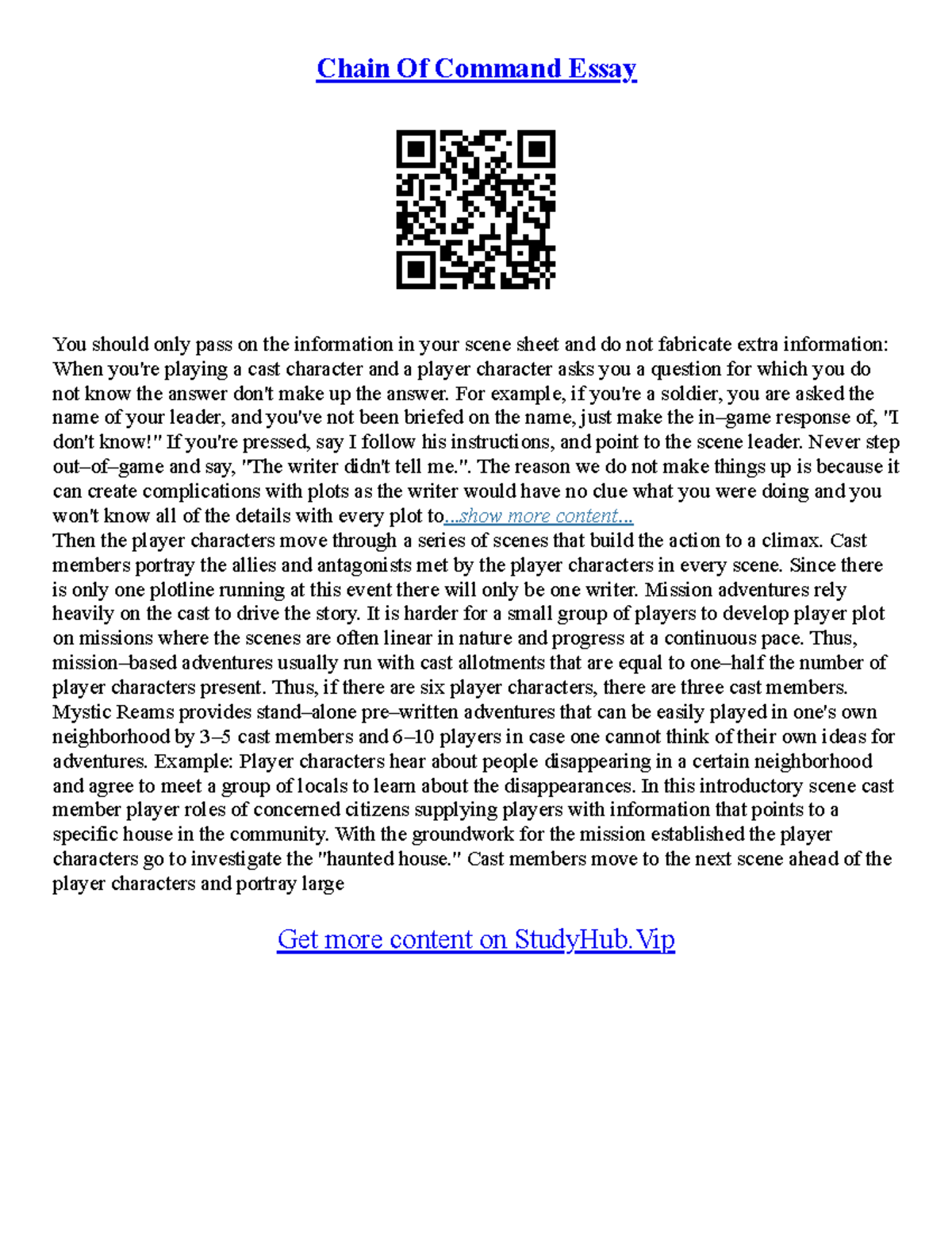 Chain Of Command Essay - For example, if you're a soldier, you are ...