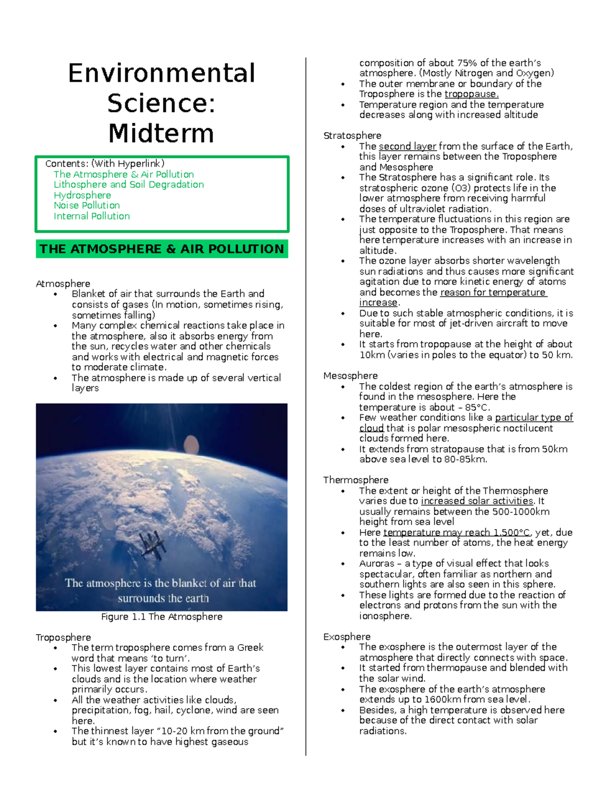 Envi Science - Environmental Science: Midterm Contents: (With Hyperlink ...