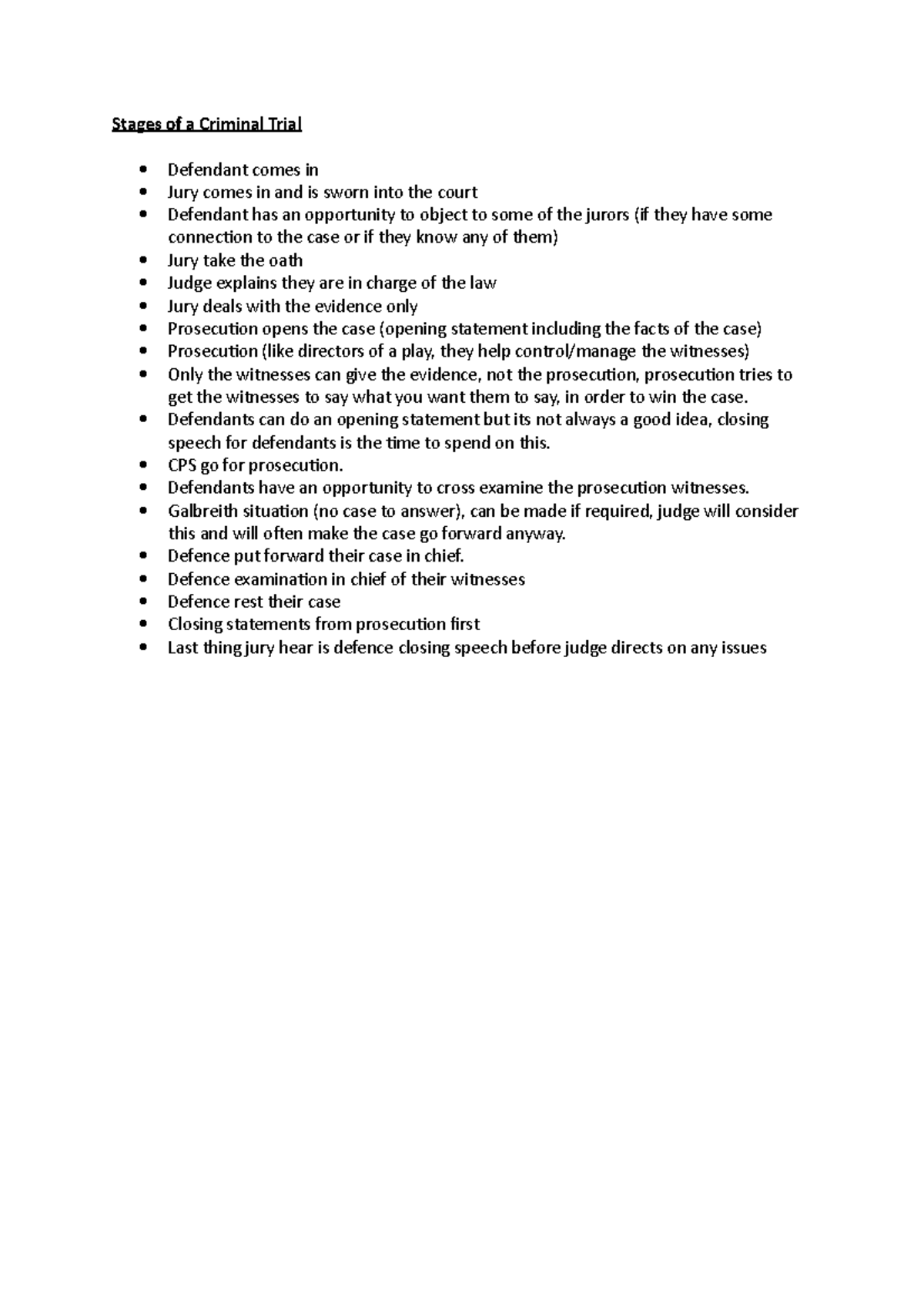 26. stages of a criminal trial - Stages of a Criminal Trial Defendant ...