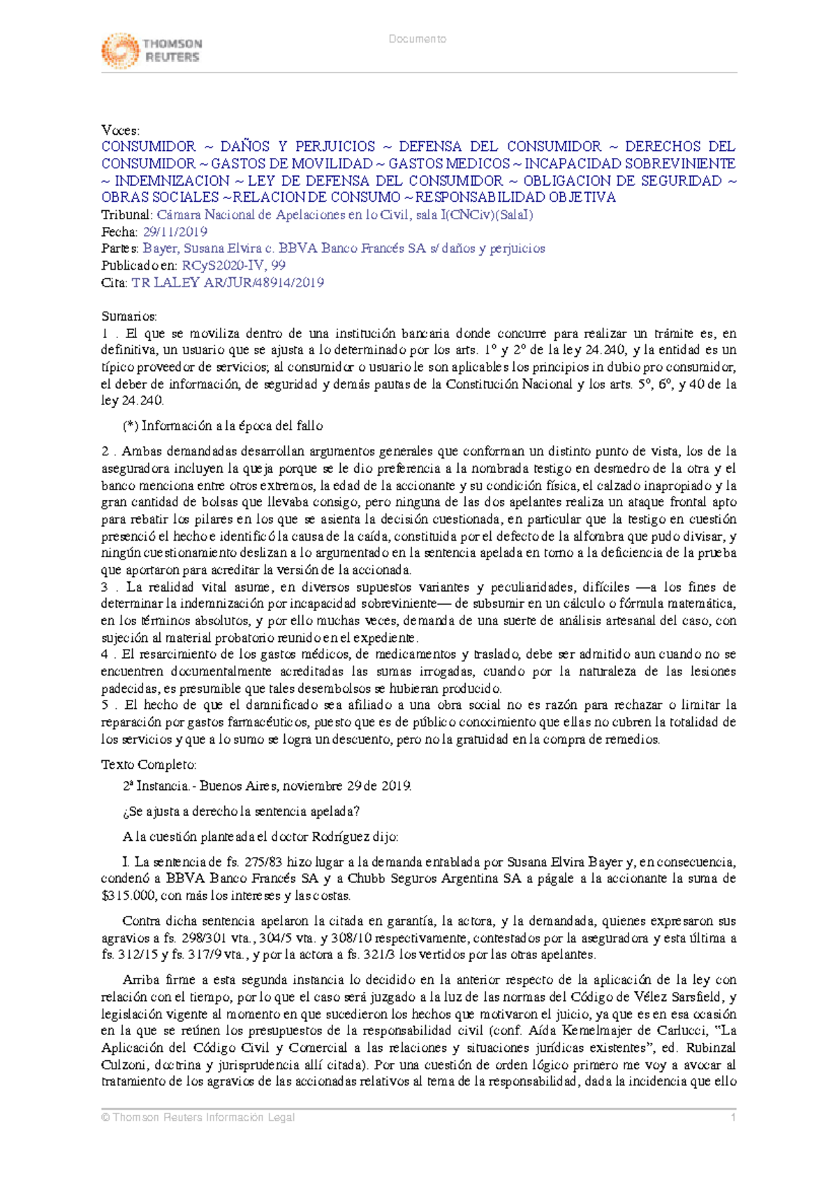 TP1 - Documento extra - Voces: CONSUMIDOR ~ DAÑOS Y PERJUICIOS ~ DEFENSA DEL CONSUMIDOR ...