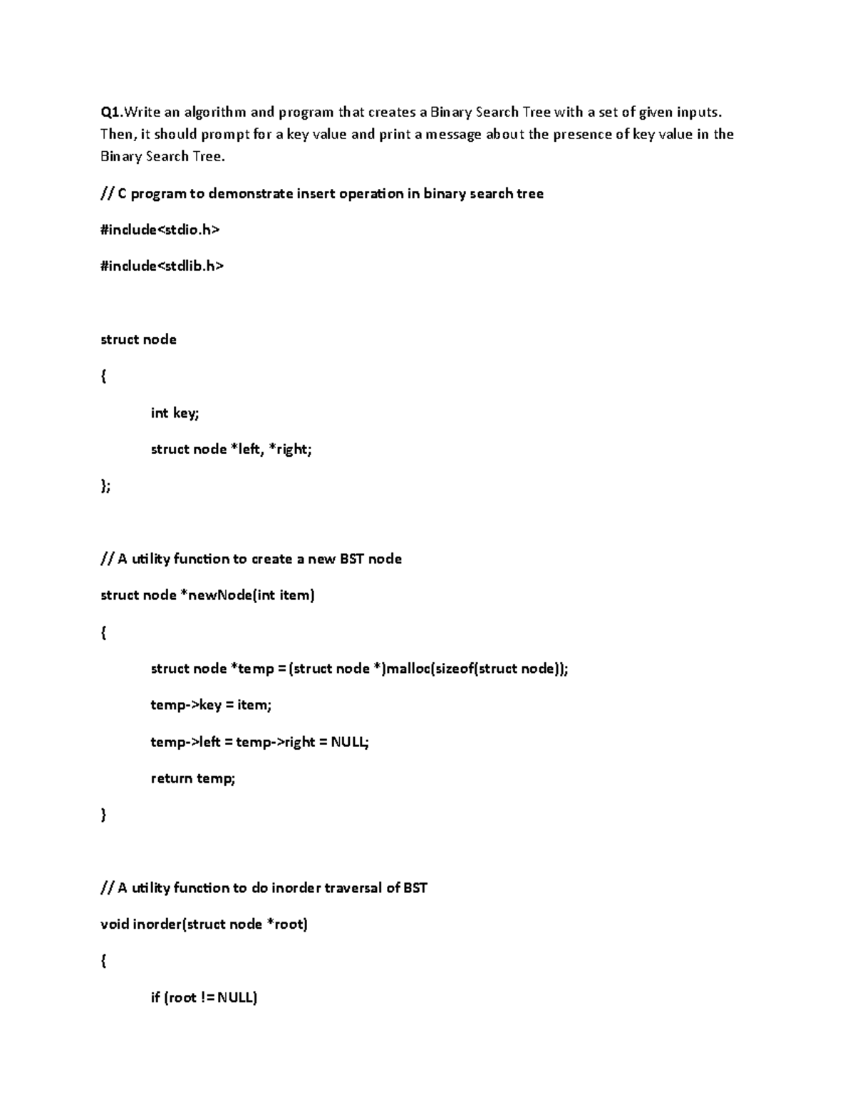 Lab Bcsl 033 Lab Q1 An Algorithm And Program That Creates A Binary 4524