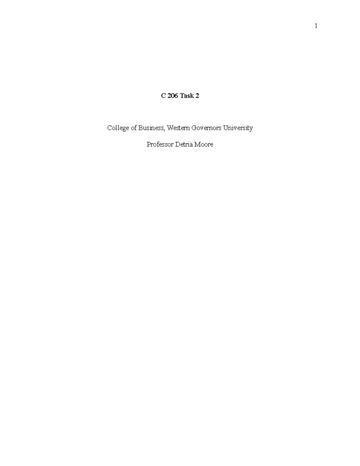 C206 Task 2 - C206 Task 2 Pass - C206 / EHM1 - WGU - Studocu