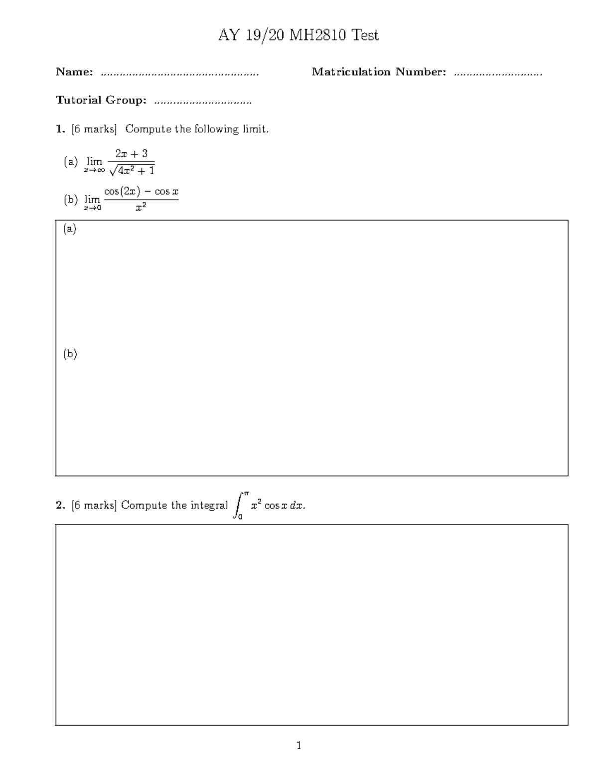 AY 19-20 MH2810 CA1 Test - AY 19/20 MH2810 Test Name: - Studocu