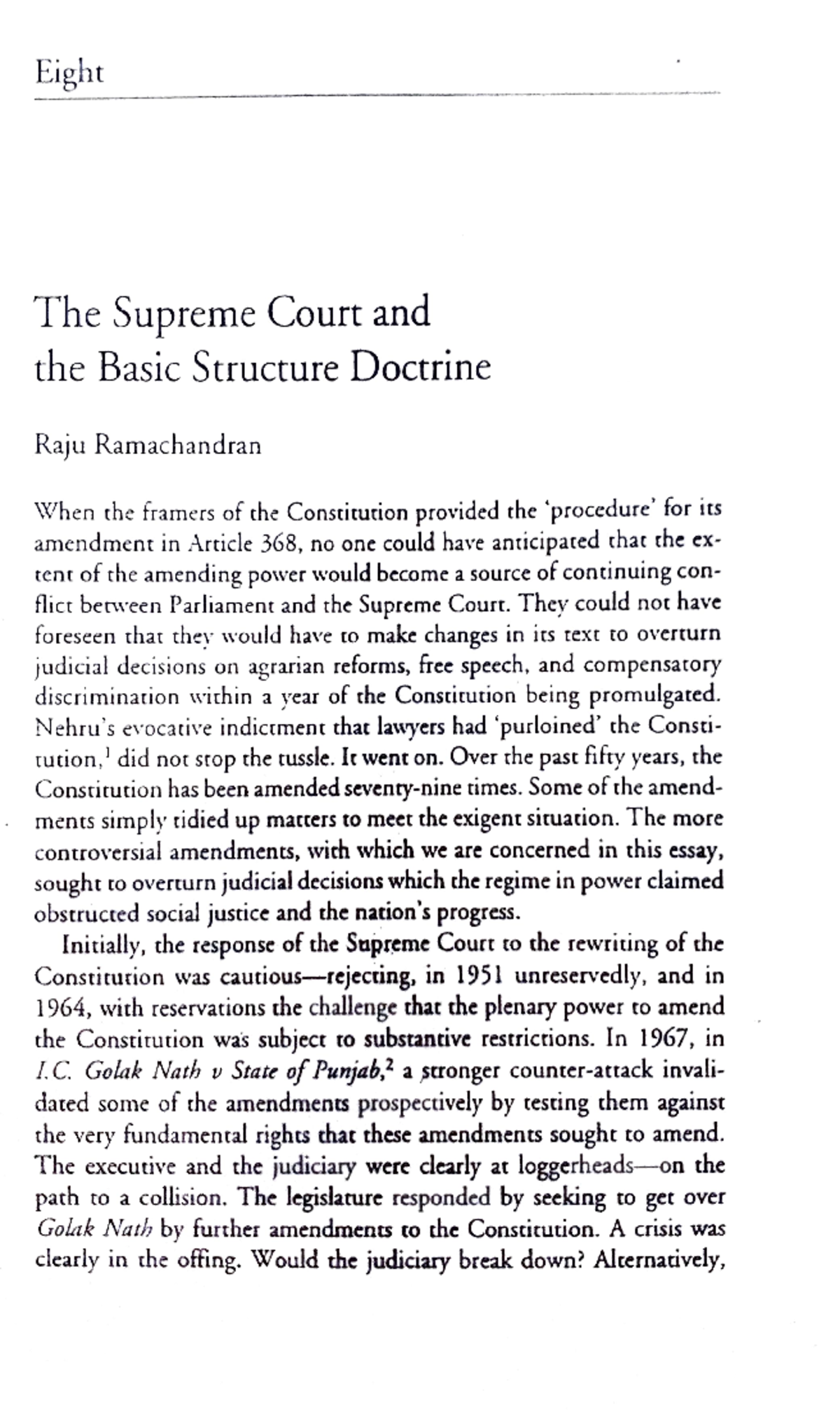 The Supreme court and the basic structure doctrine Raju Ramachandran ...