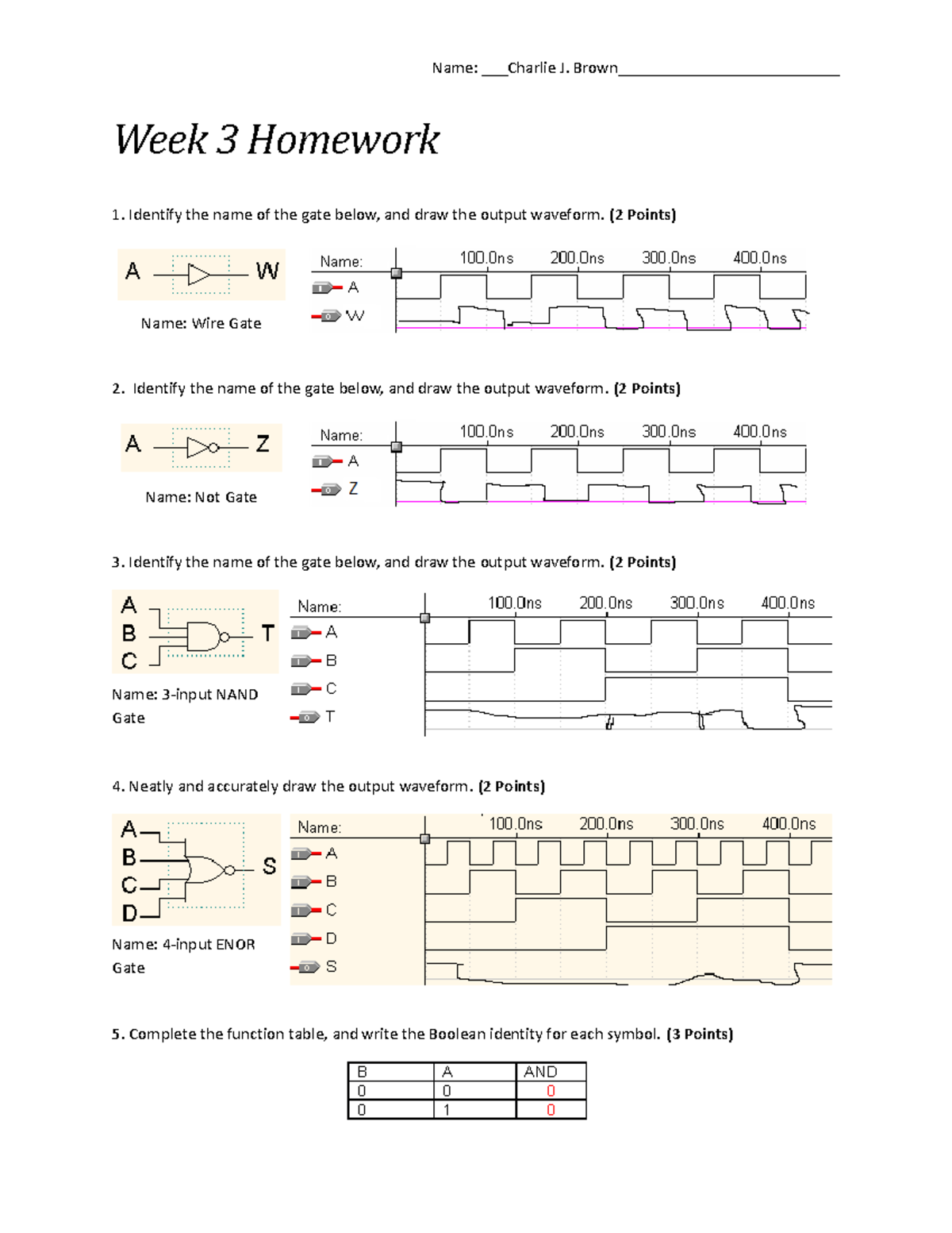 W3 Homework - Name: Charlie J. Brown_______________________ Week 3 Homework 1. Identify the name ...