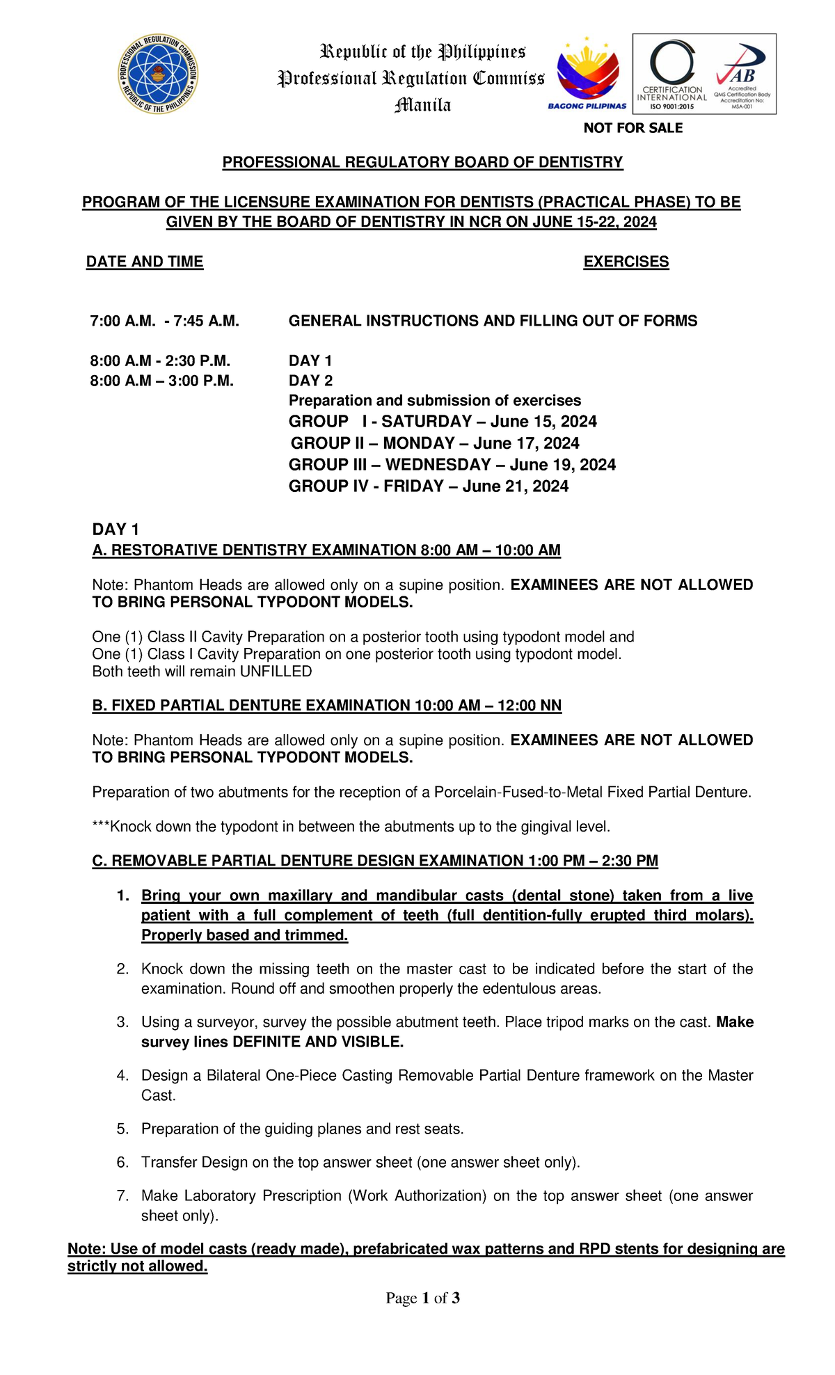 DLE-June 2024 practical phase dent - Page 1 of 3 Republic of the ...