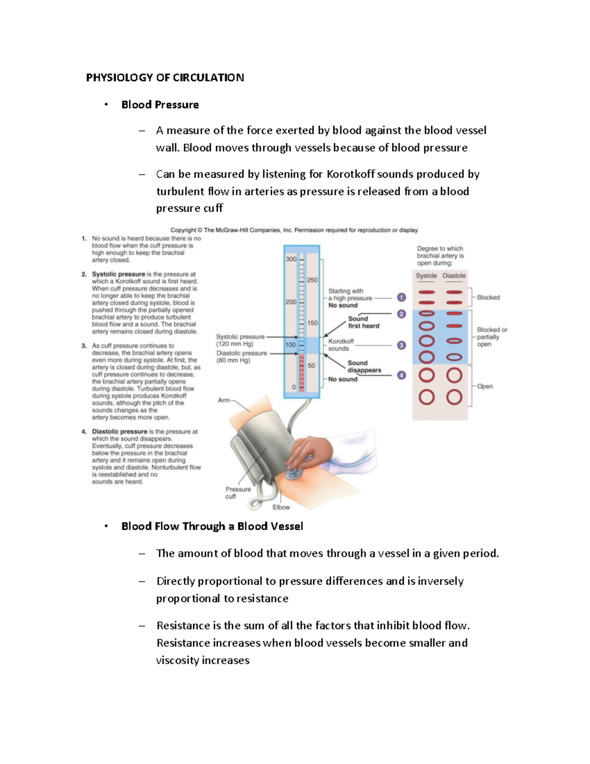Anaphysio Notes 6 - PHYSIOLOGY OF CIRCULATION Blood Pressure A measure ...
