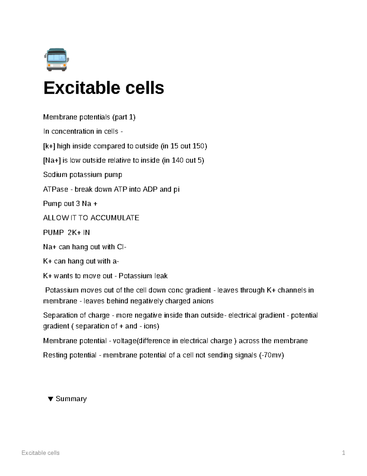 Excitable cells - Ó Excitable cells Membrane potentials (part 1) In ...