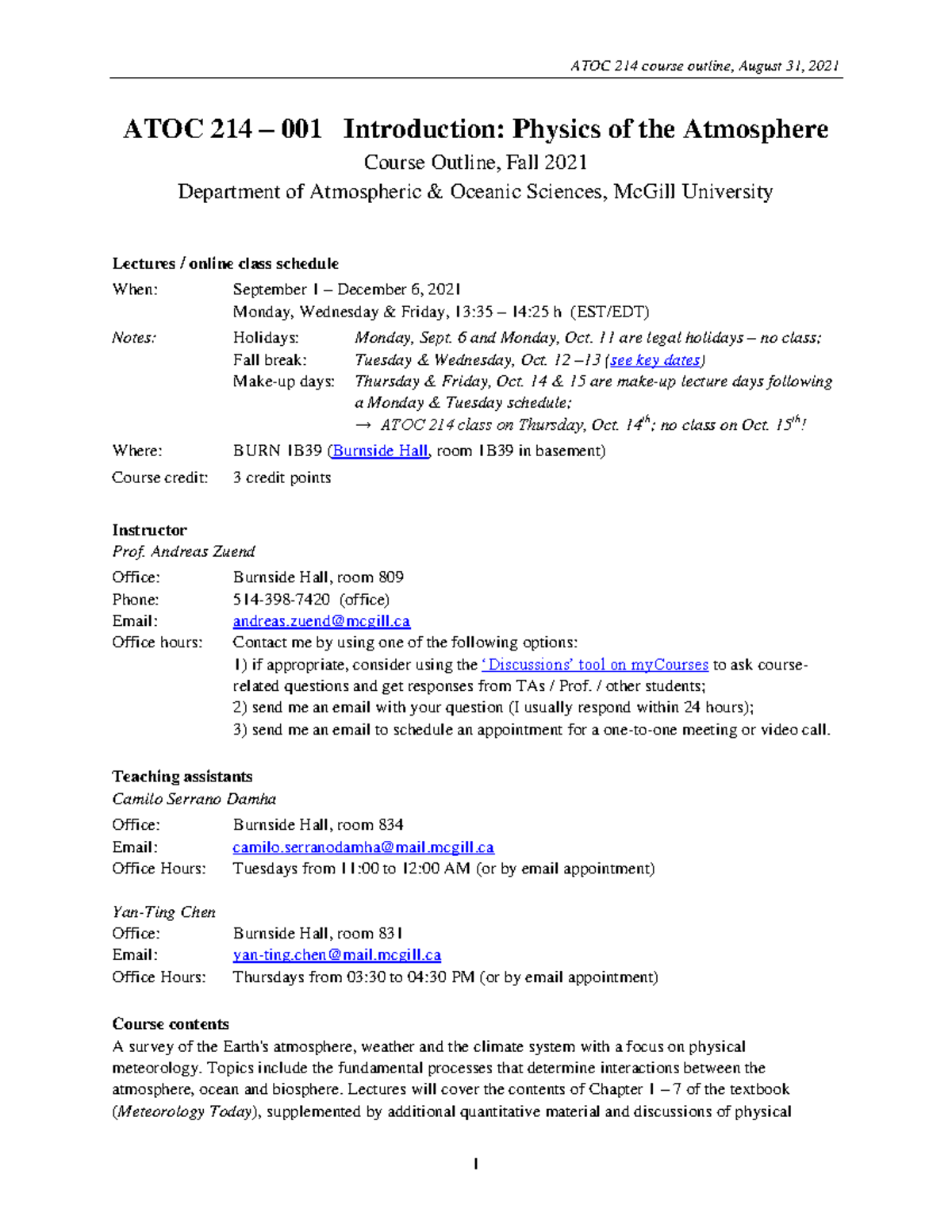 ATOC 214 Course Outline Fall 2021 - ATOC 214 course outline, August 31 ...