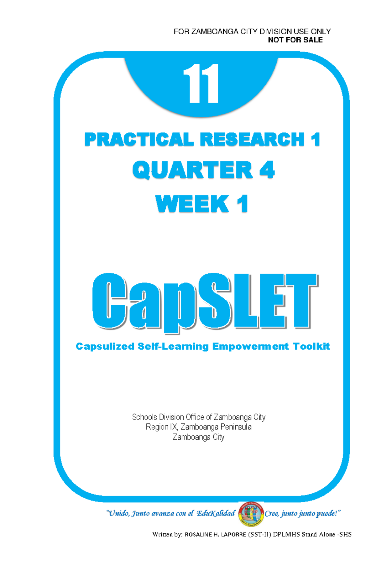 PR1Q4W1 - PRACTICAL RESEARCH 1 QUARTER 4 WEEK 1 “Unido, Junto avanza ...