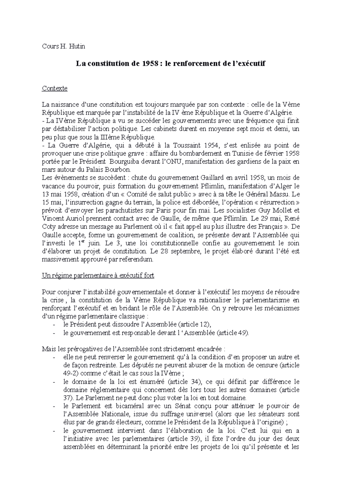 Présentation Constit Ve dérivant de chap IV 2012 - Cours H. Hutin La ...