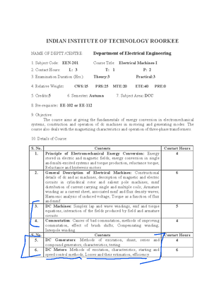 EE201 Tutorial Sheets tut2 - EE201:Electrical Machines Tutorial no. For ...
