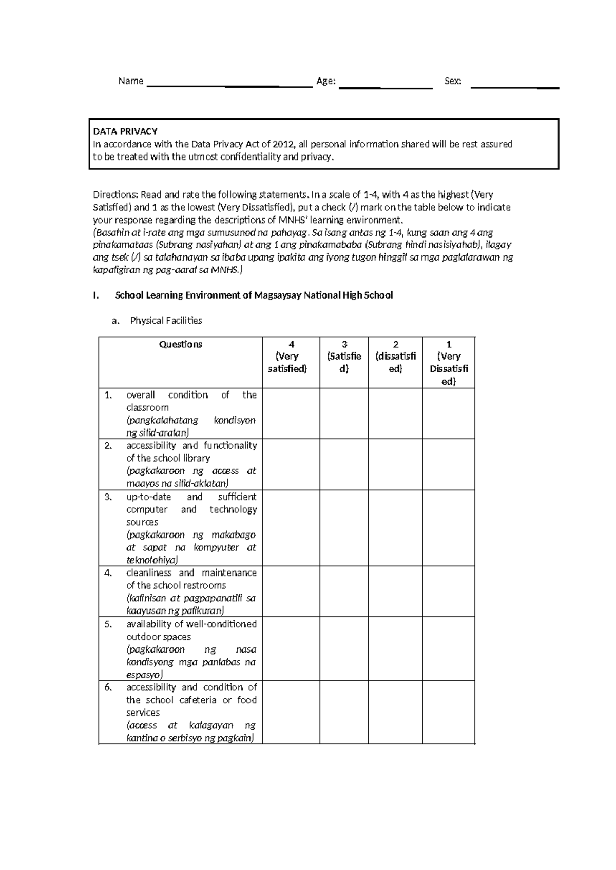 New Questionnaire - Summary BASIC Education - Name Age: Sex: DATA ...