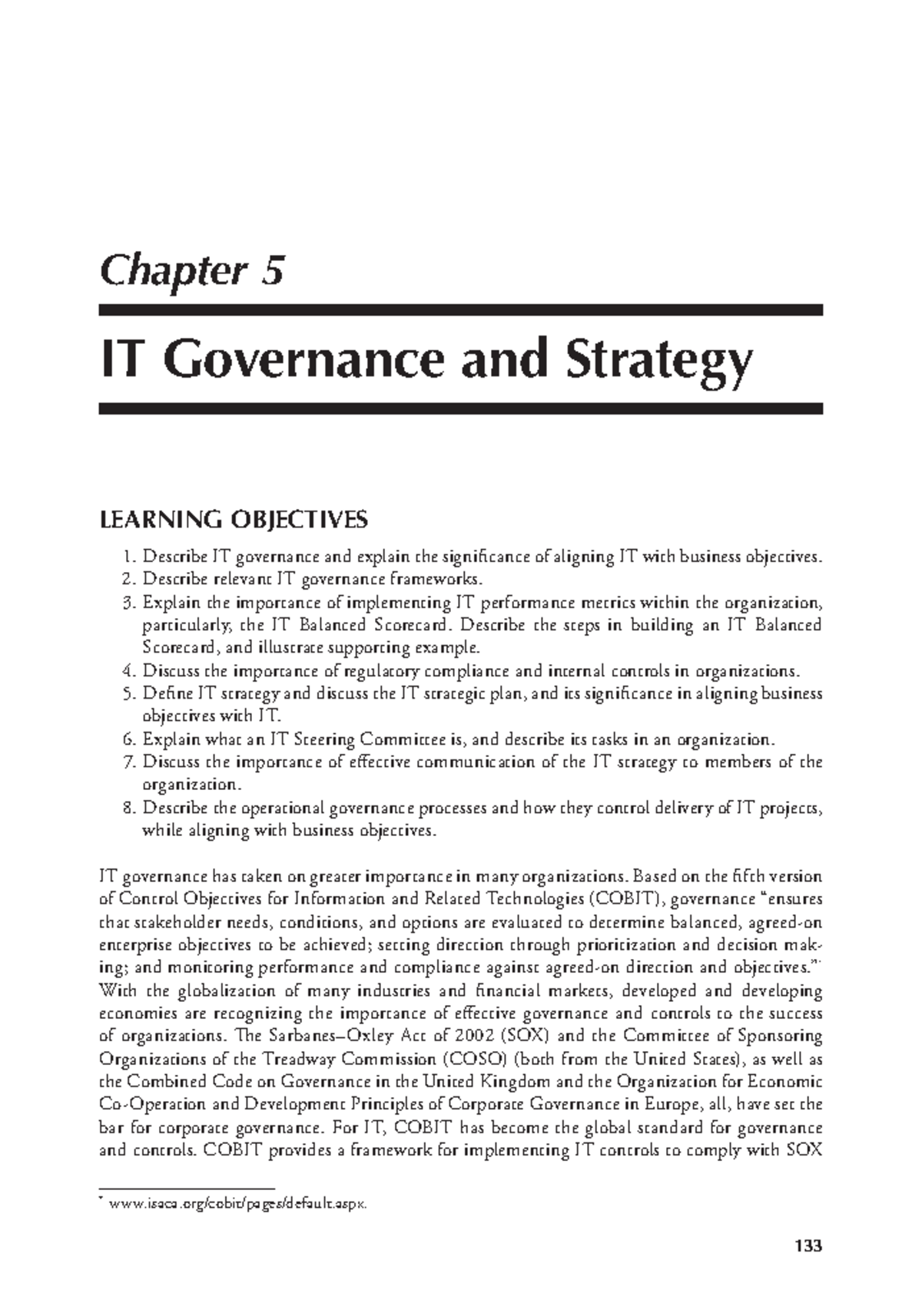 IT Audit and Control-160-203 - 133 Chapter 5 IT Governance and Strategy ...