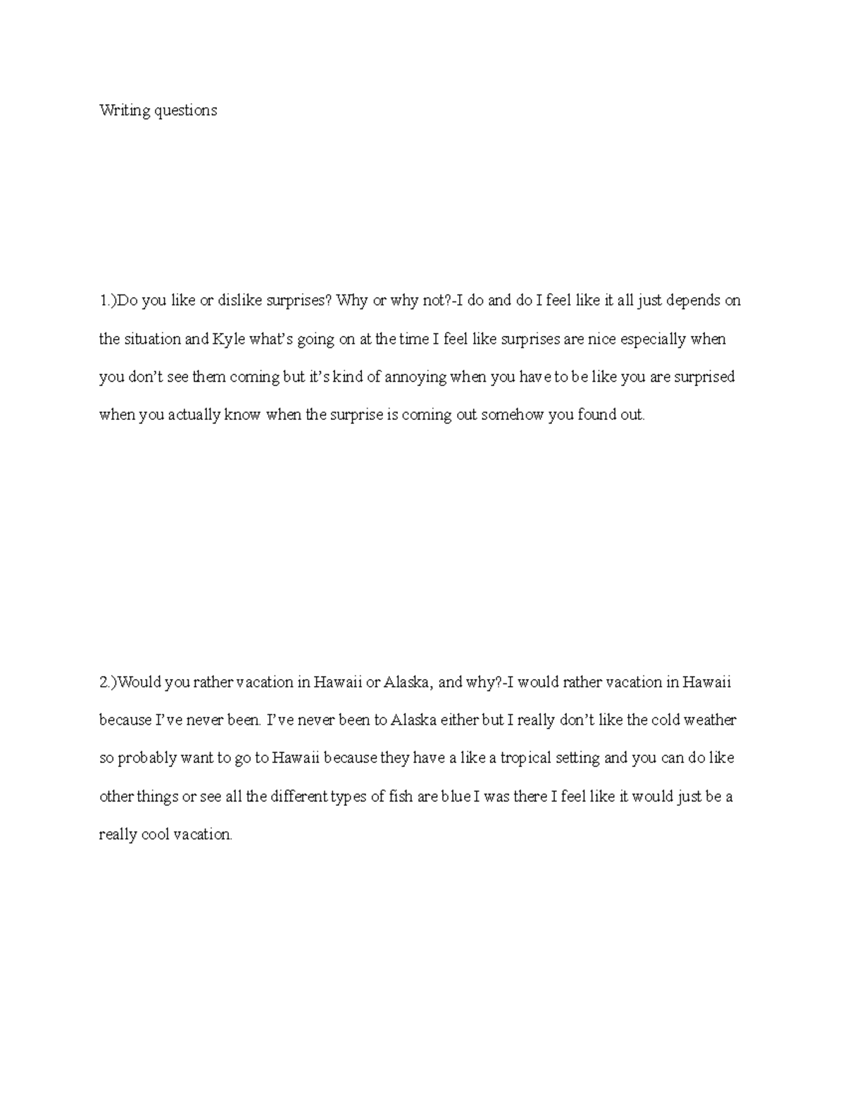 F 4k nj4 - worksheet - Writing questions 1.)Do you like or dislike ...