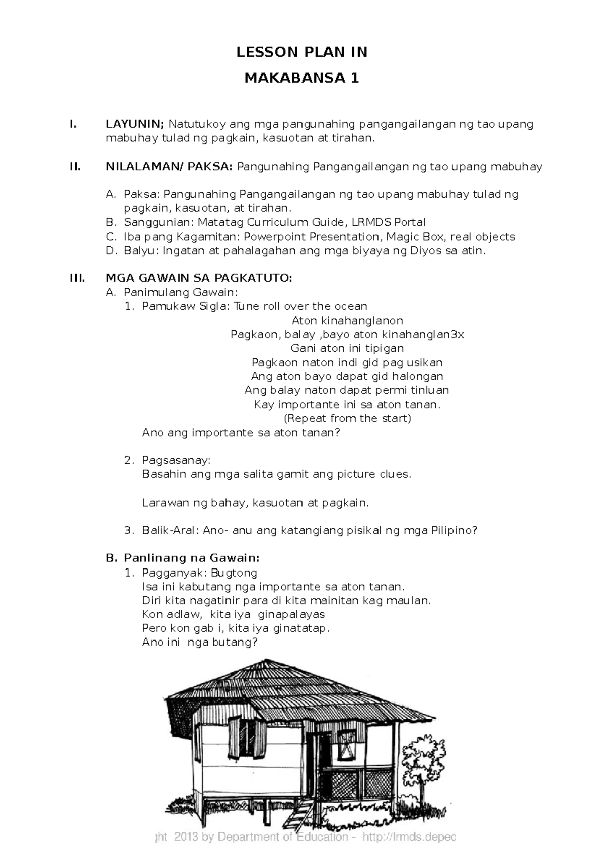 Lesson PLAN IN Makabansa - LESSON PLAN IN MAKABANSA 1 I. LAYUNIN ...