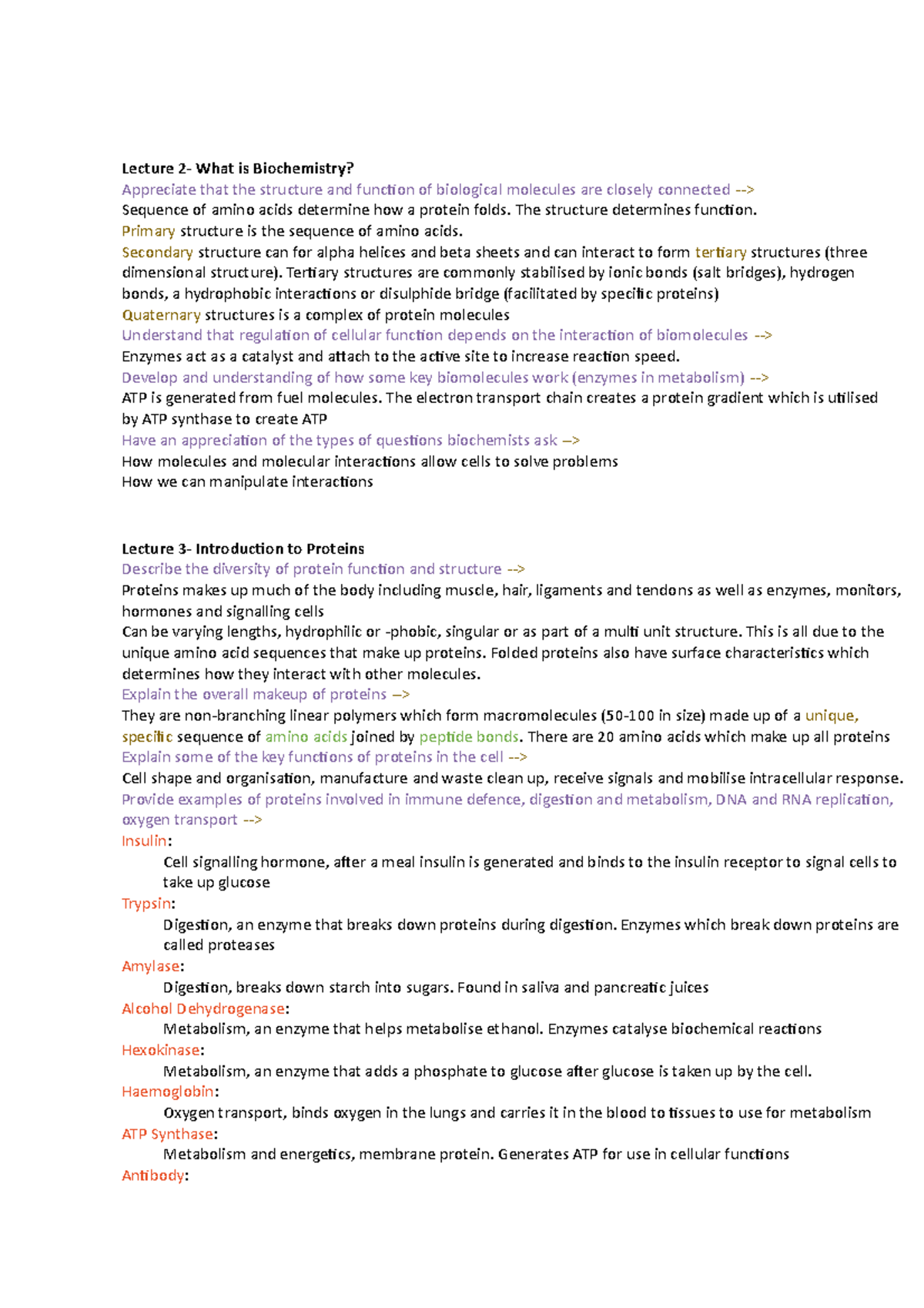 BIOC 192 (2-21) 2021 - Lecture 2- What is Biochemistry? Appreciate that the structure and ...