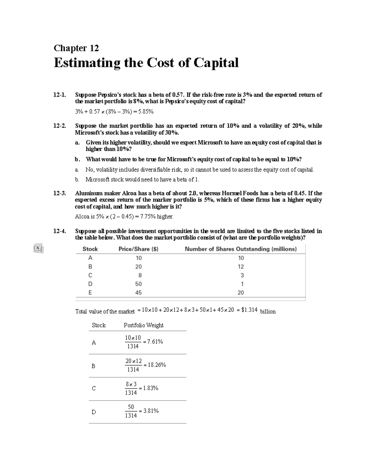 Topic 8 - Estimating Cost of Capital - Chapter 12 Estimating the Cost ...