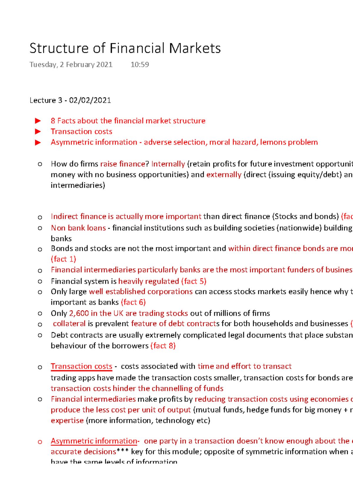 Structure of Financial Markets - Lecture 3 -02/02/ 8 Facts about the ...