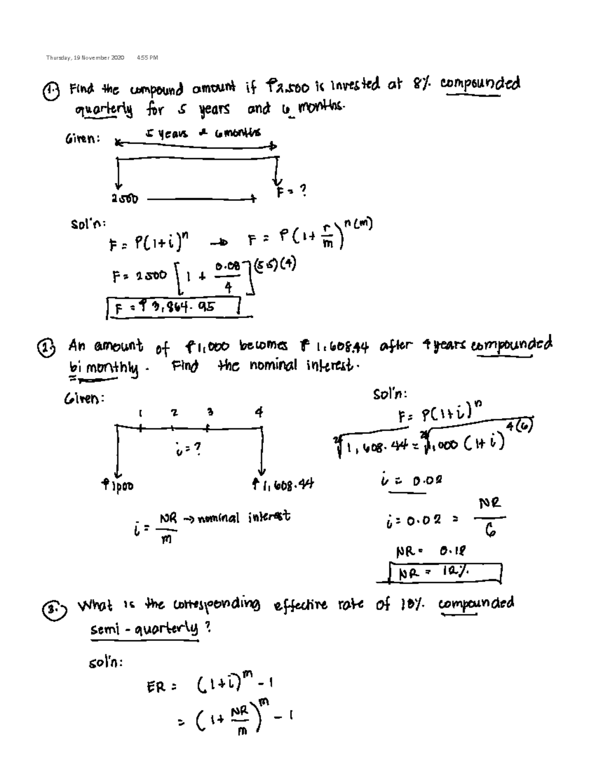 Continuous Compounding, Nominal rate and Effective rate-1 - Thursday ...