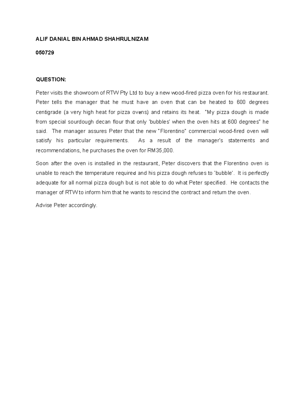 Consumer CASE Study - ALIF DANIAL BIN AHMAD SHAHRULNIZAM 050729 ...