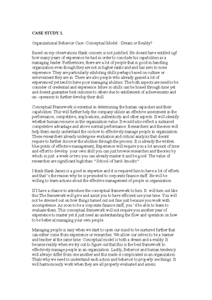 Case study ( Human Behavior In Organization) - Business Management ...