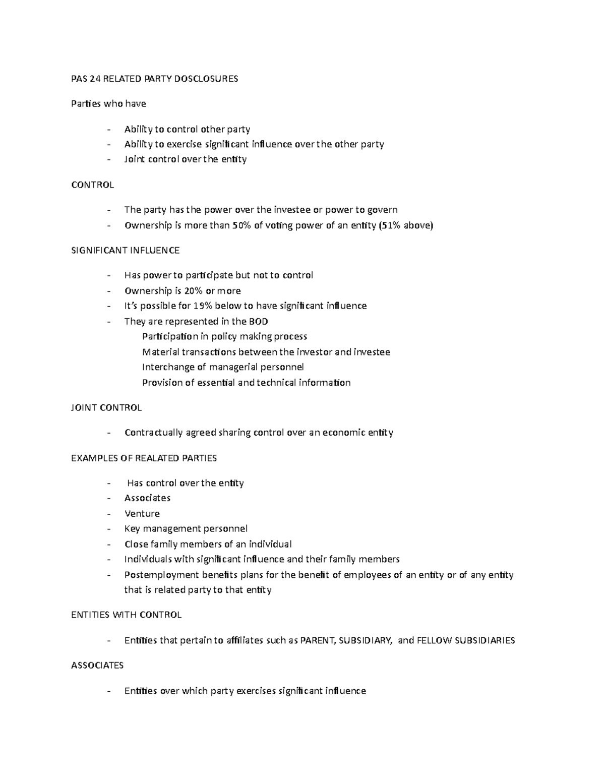 PAS 24 Related Party Disclosures - PAS 24 RELATED PARTY DOSCLOSURES ...