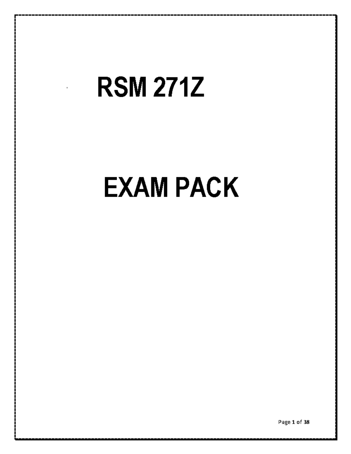 RSM271Z exam pack - exam pack - RSM 271Z EXAM PACK RSM271Z Risk ...