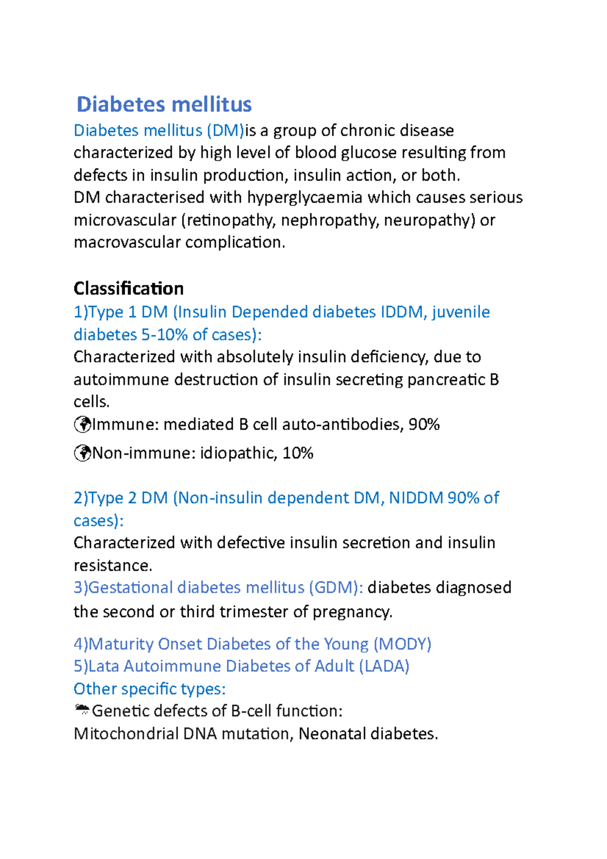 Dm - Diabetes mellitus - Diabetes mellitus Diabetes mellitus (DM)is a ...