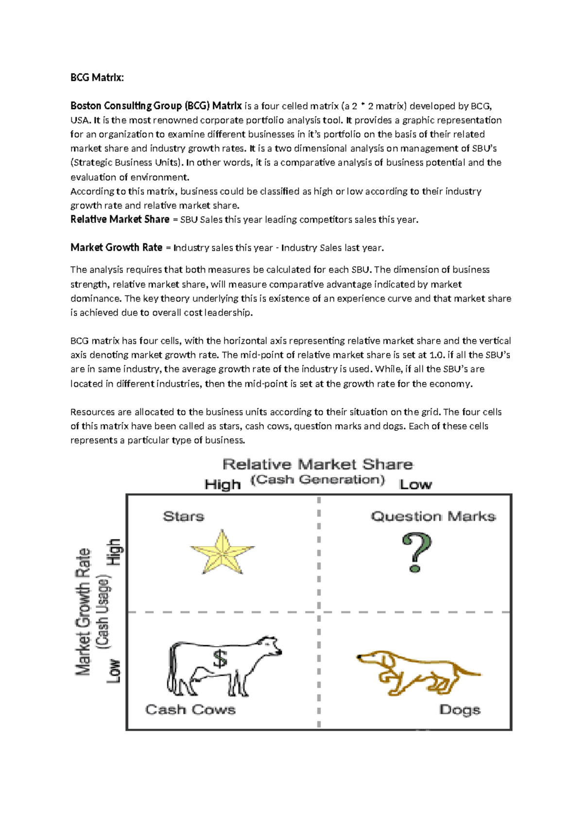 BCG Matrix-notes - BCG Matrix: Boston Consulting Group (BCG) Matrix is ...