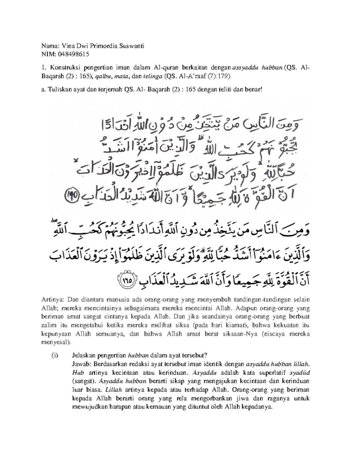 Tugas 1 Agama Vina - Nama: Vina Dwi Primordia Suswanti NIM: 048498615 Konstruksi pengertian iman ...