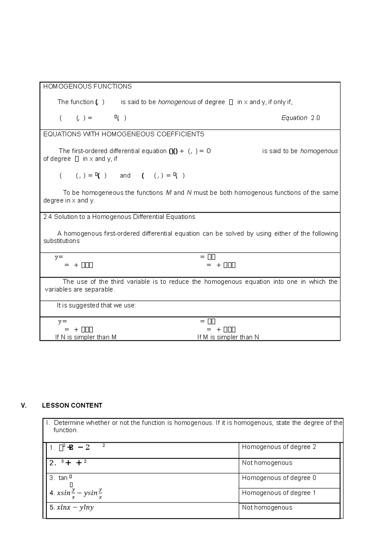 Differential Equations - HOMOGENOUS FUNCTIONS The function ...