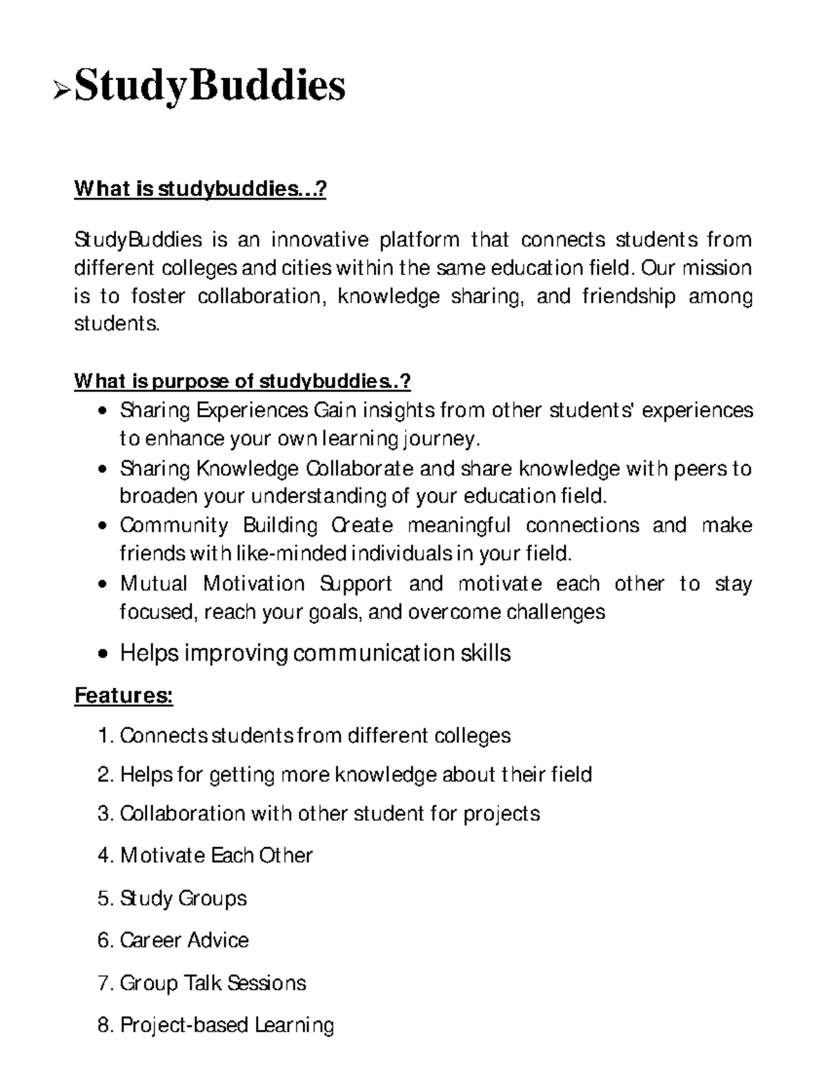 Studybuddies - abstract - StudyBuddies What is studybuddies...? St ...