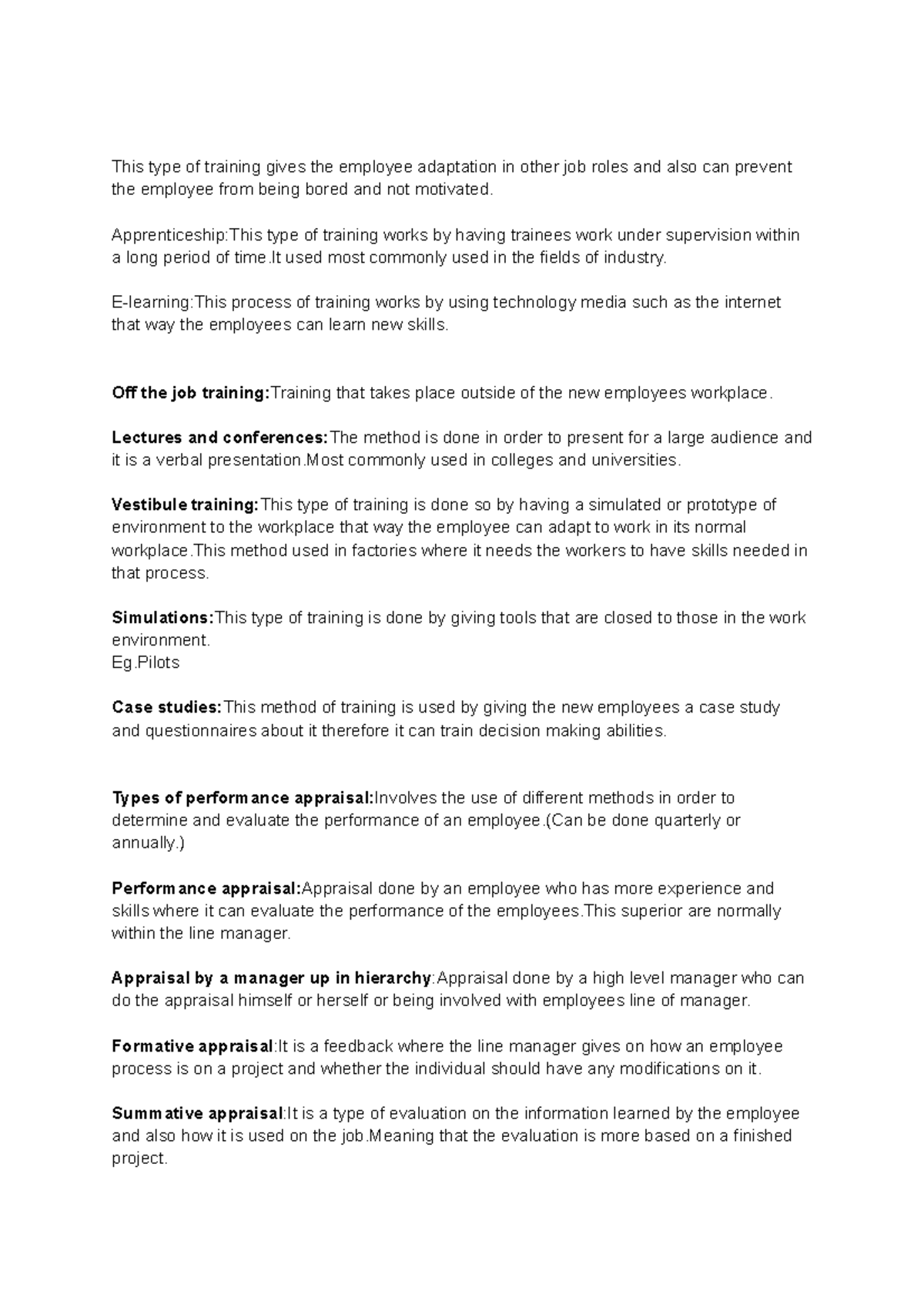 Types of training - notes - This type of training gives the employee ...