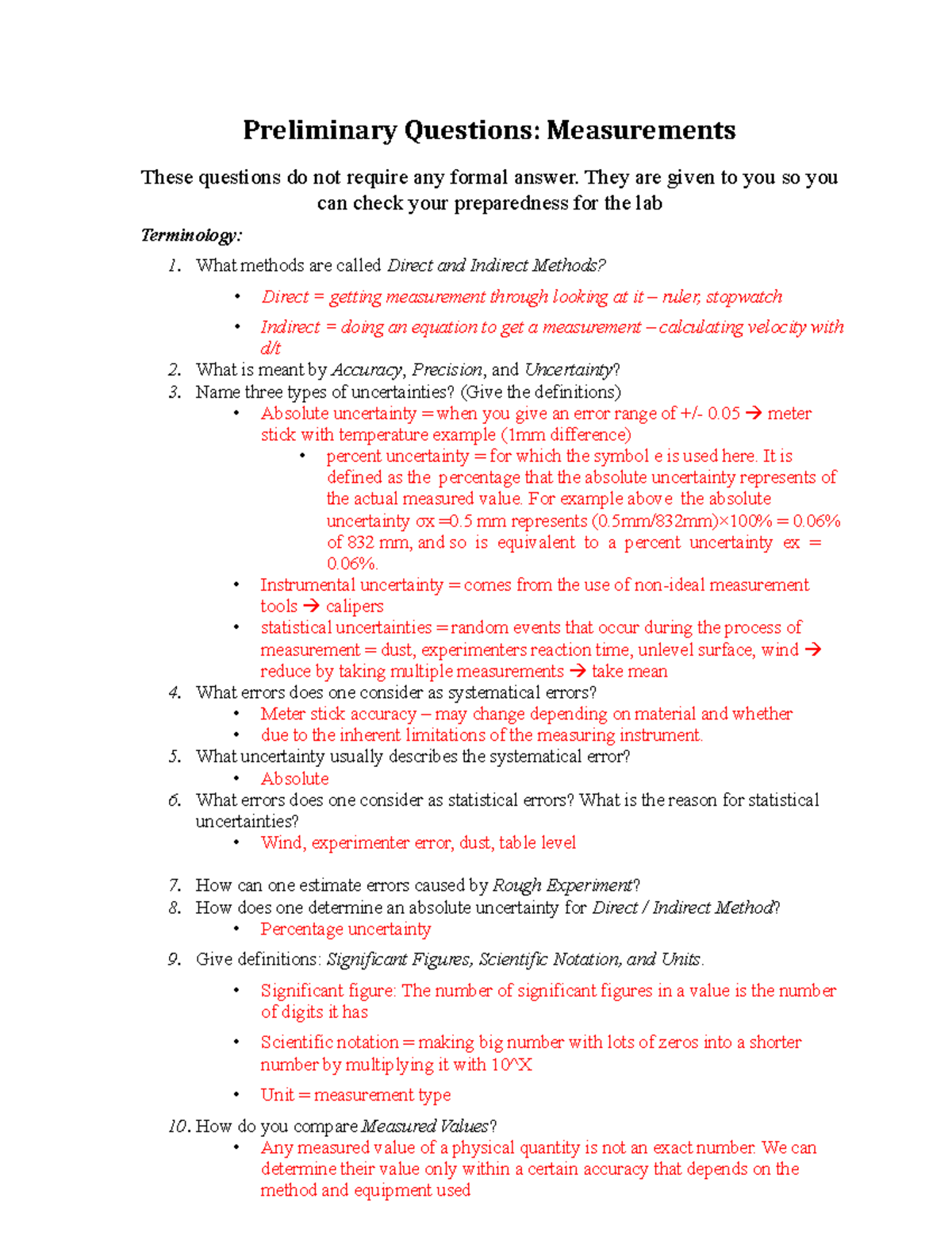 Preliminary Questions Measurements-converted - Preliminary Questions ...