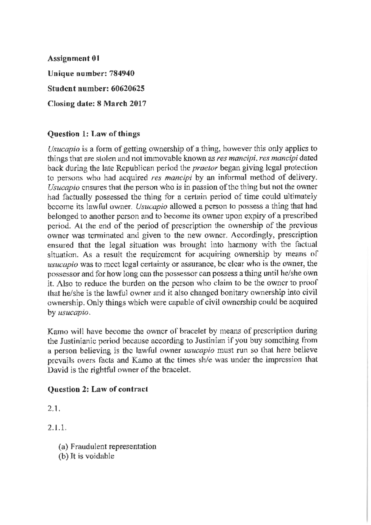 Assignment 01 - FLS1501 - Studocu