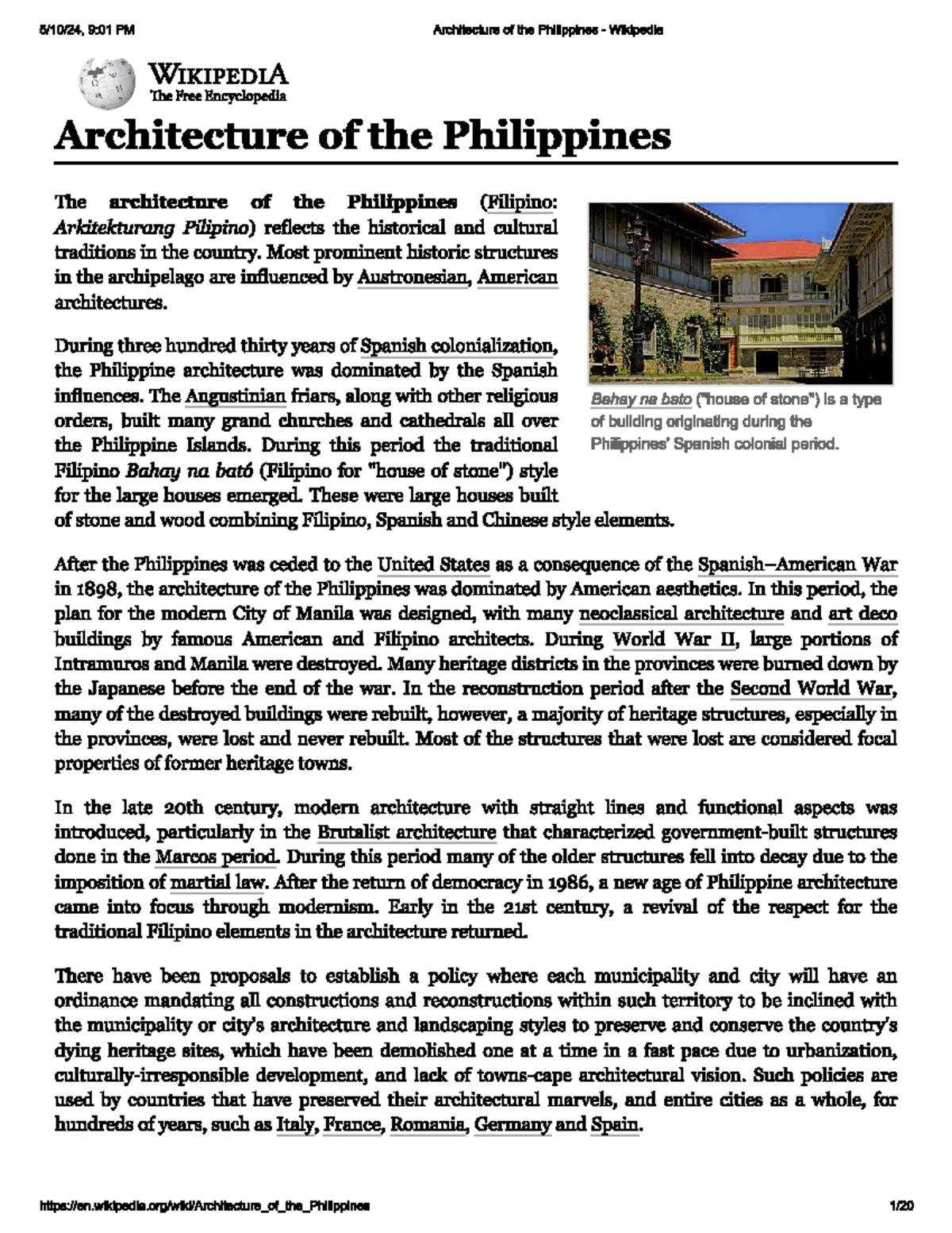 Architecture of the Philippines - BS in Architecture - Studocu