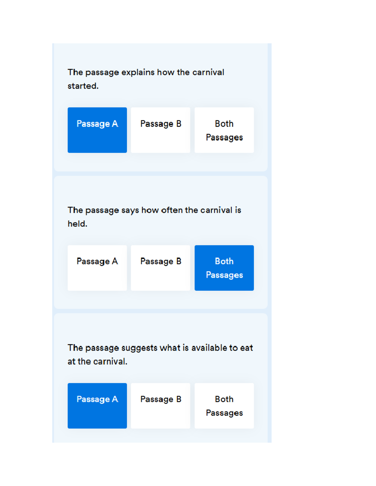 Guia de preguntas - The passage explains how the carnival started. Passage A Passage B Both ...