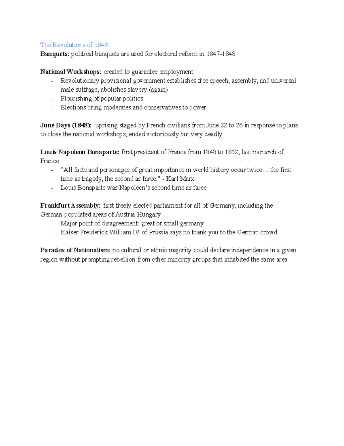 The Revolutions of 1848 - The Revolutions of 1848 Banquets: political ...