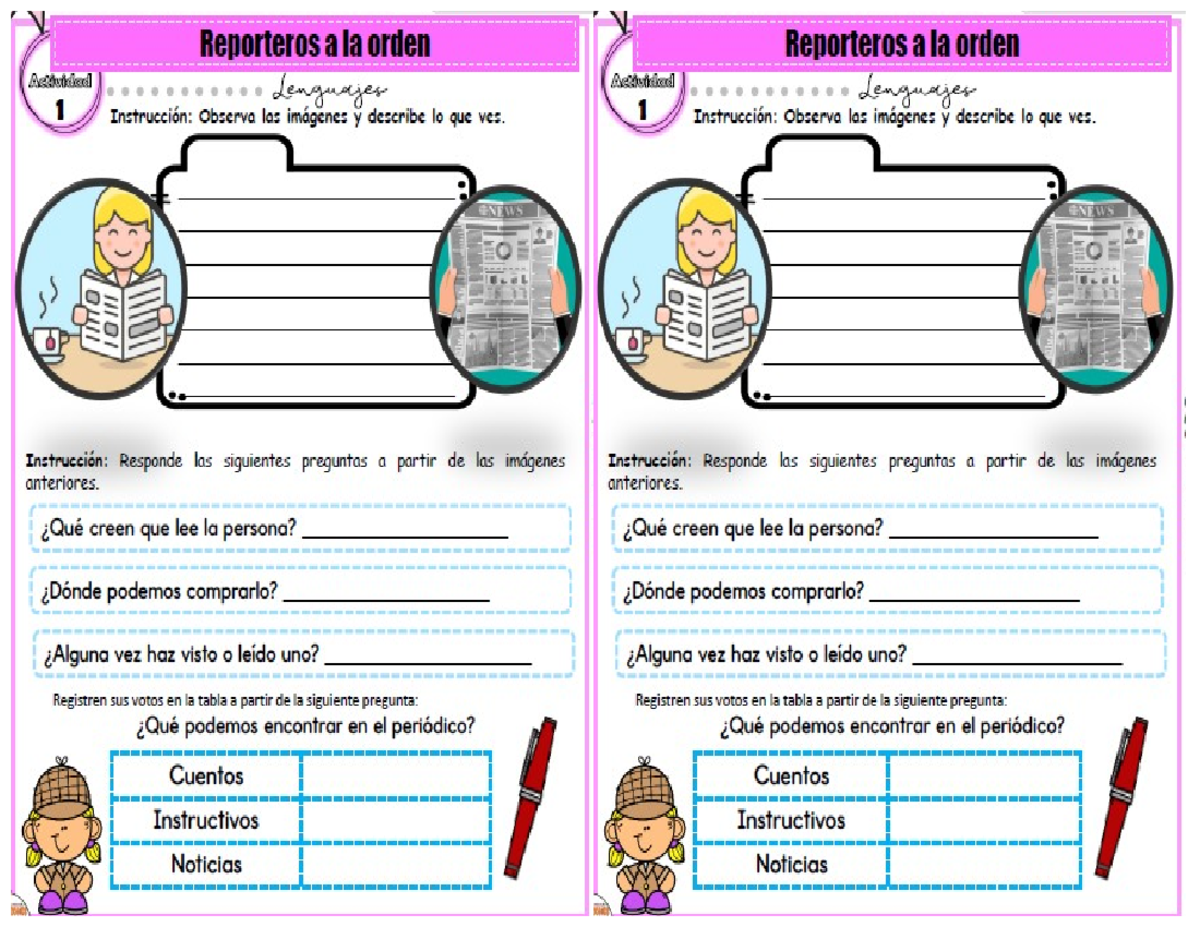 Actividades DEL Cuadernillo - Reporteros a la orden Reporteros a la ...