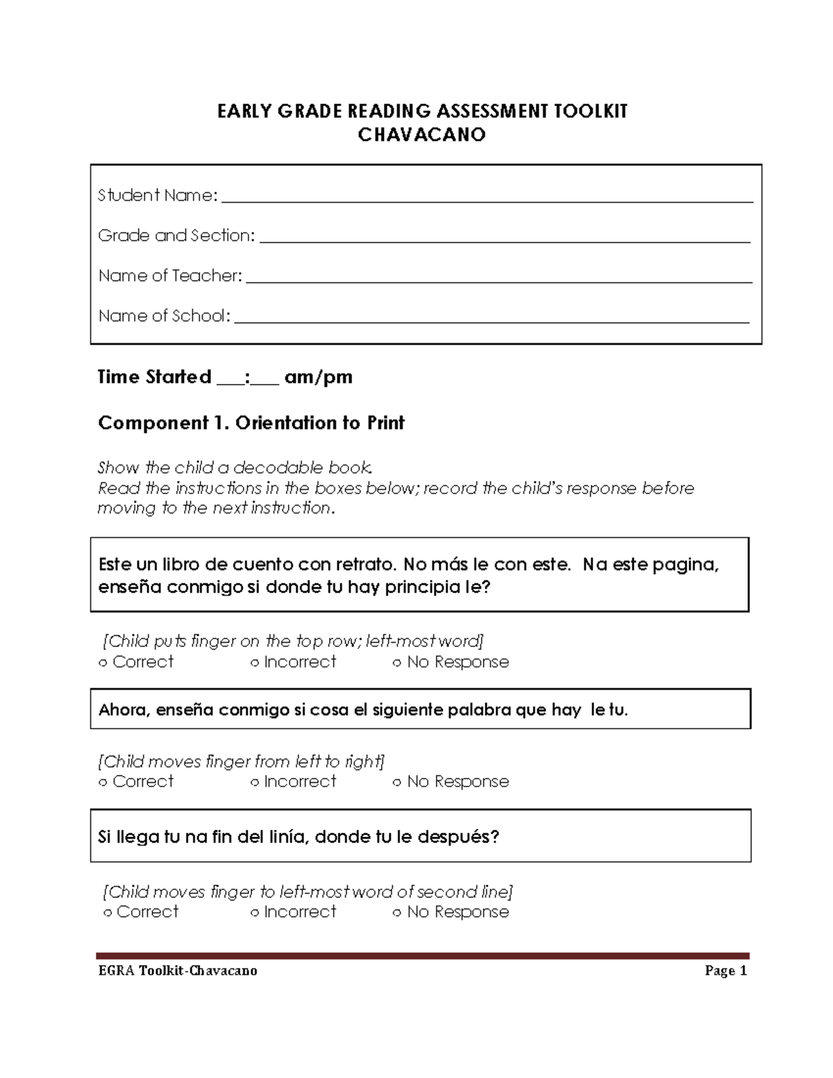 Chavacano Toolkit - This is for Egra - EARLY GRADE READING ASSESSMENT ...