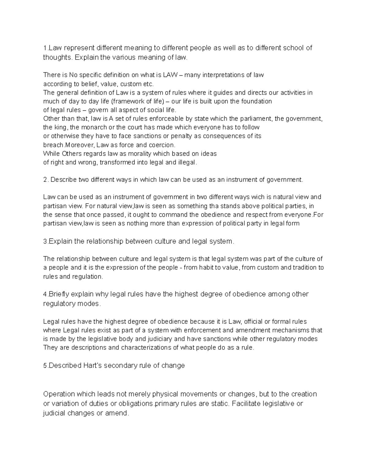 Tuto question law 034 - 1 represent different meaning to different ...