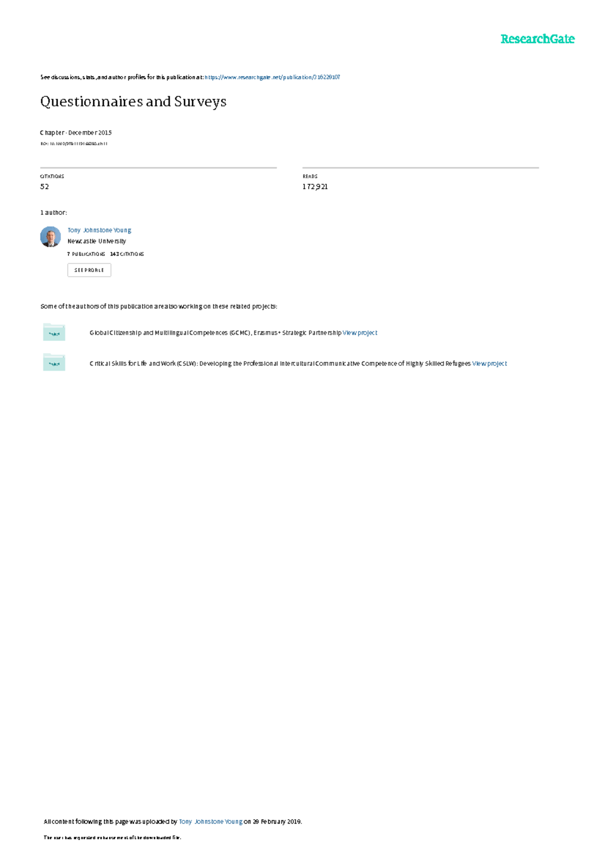 Chapter 9Questionnairesand Surveys Youngdraft 2submitted April 2014 ...
