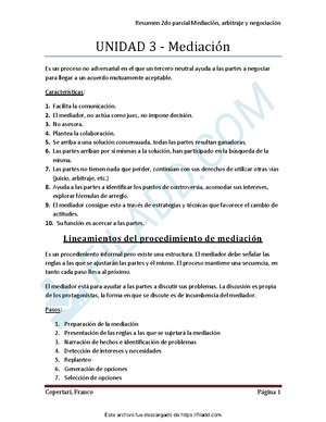 TP 4 Mediacion - MEDIACIÓN ALBITRAJE Y NEGOCIACIÓN TRABAJO PRÁCTICO N° 4 CONSIGNAS Luego de leer ...