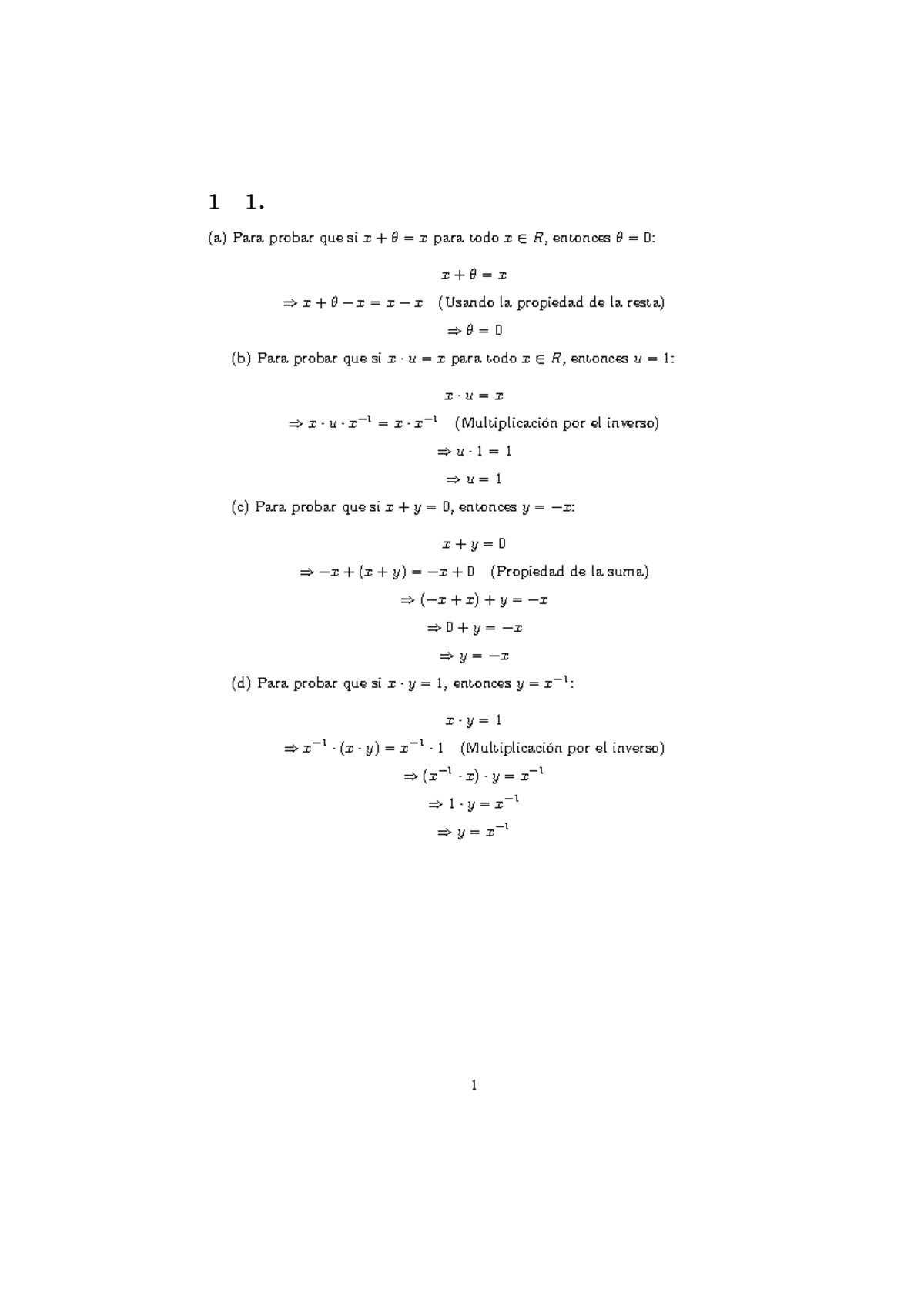 Solucionario Analisis Real I (23-24) Elon Lima - 1 1. (a) Para probar ...