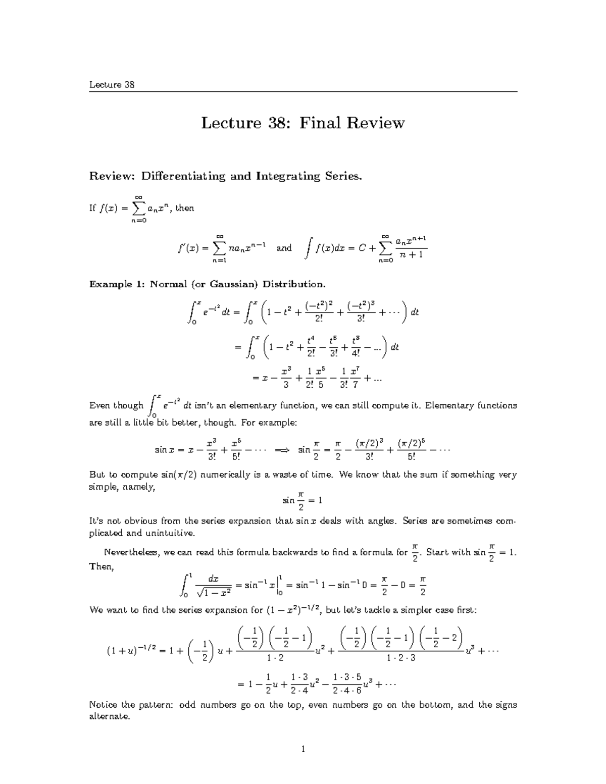 Lec38 Copy Lecture Notes 38 Lecture 38 18 Fall 2006 Lecture 38