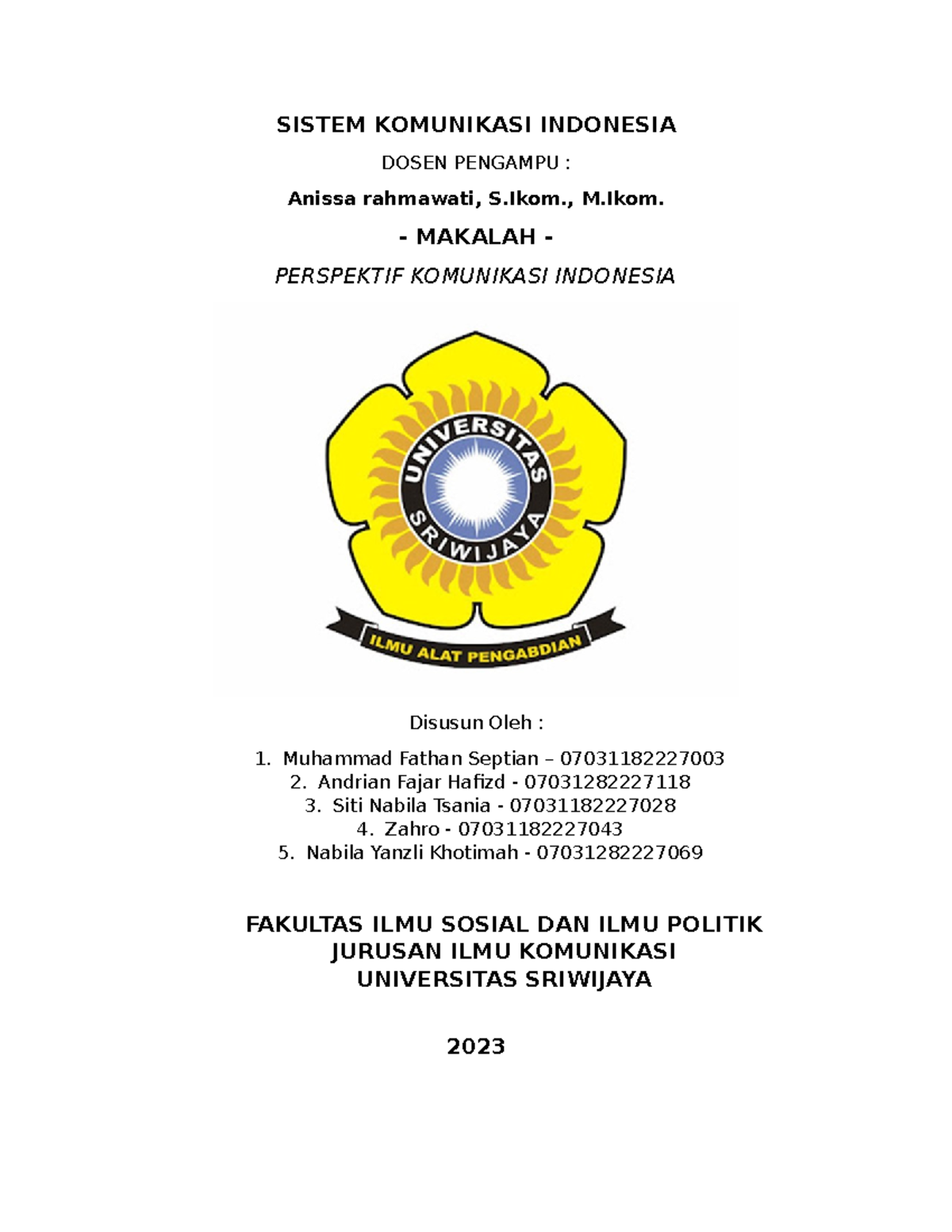 Makalah KEL.1 Perspektif Komunikasi Indonesia - SISTEM KOMUNIKASI ...