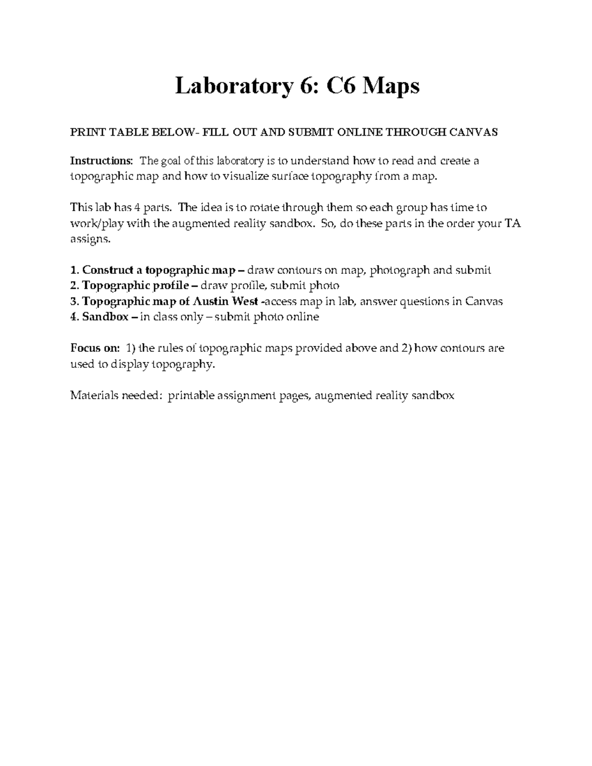 Lab6 Maps Print - asd a - Laboratory 6: C6 Maps PRINT TABLE BELOW- FILL ...