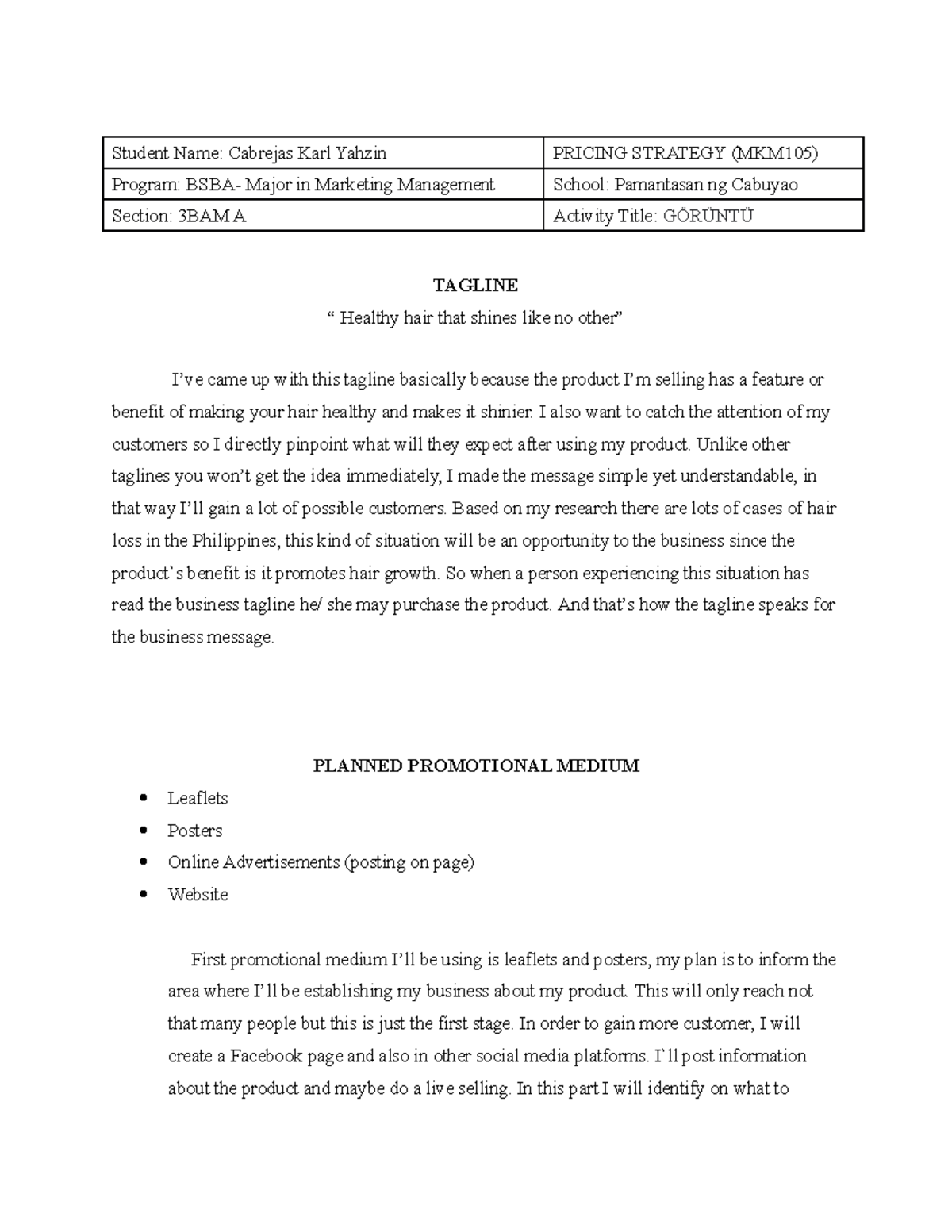 Cabrejas Karl Yahzin - [Template] Activity Surname, NI - Student Name ...