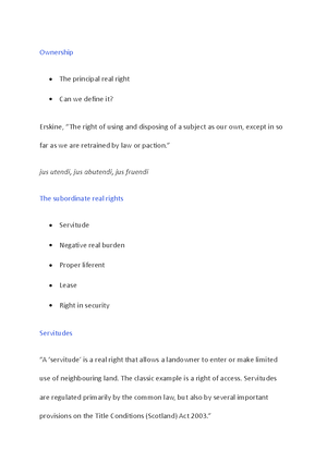 Scots Property Law 1 Intro, Real Rights and Ownership - Scottish ...